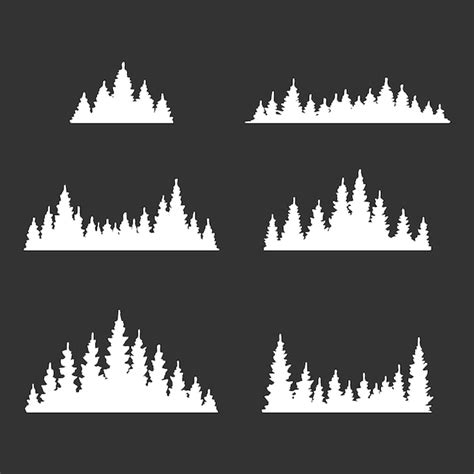 Premium Vector Set Of Pine Trees Forest Silhouette Isolated On White