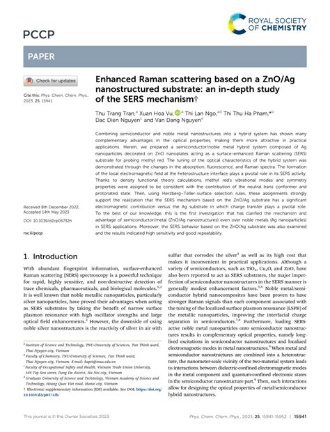 Pdf Enhance Raman Scattering Based On A Znoag Nanostructured
