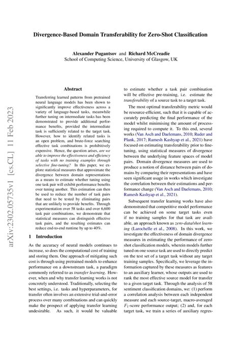 Divergence Based Domain Transferability For Zero Shot Classification