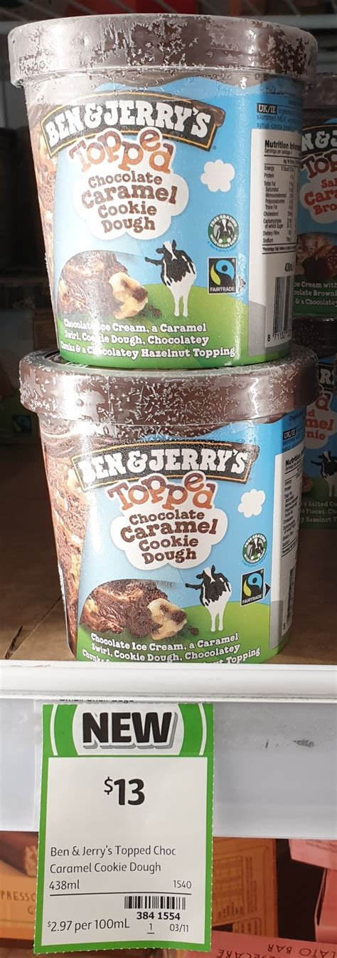 Ben Jerrys 438ml Topped Chocolate Caramel Cookie Dough New Products