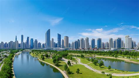 城市景觀中的城市和公園 森林 東北亞貿易塔 树背景圖片和桌布免費下載