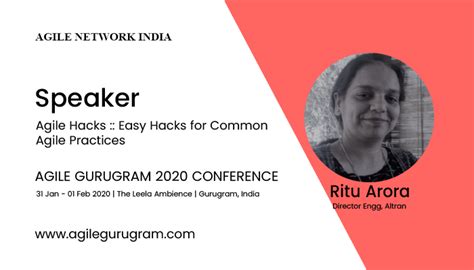 Speaker Announcement Ritu Arora At Agile Gurugram 2020 Conference