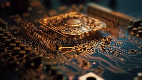 Inside The Computer A Complex Circuit Board Controls Data Flow Generated By AI Stock Photo