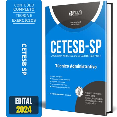 Apostila Cetesb Sp 2024 Técnico Administrativo Solução Concursos