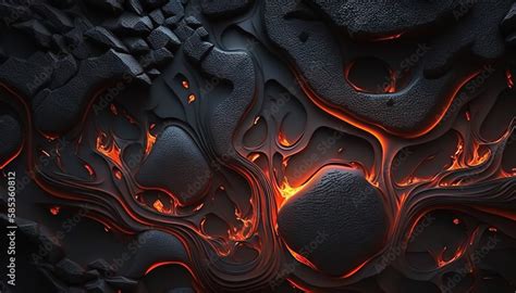 Black Lava Rock Texture Dark Stone Surface Texture Generative Ai