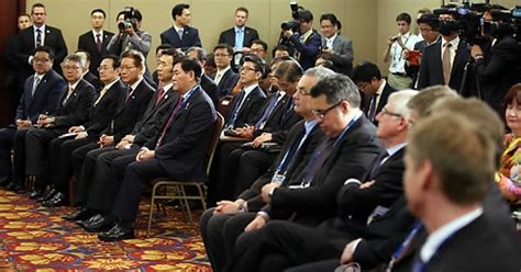 한 뉴질랜드 Fta 타결 기자회견장의 참석자들