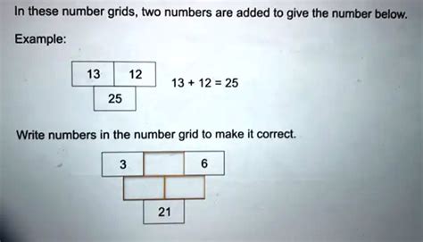 Solved In These Number Grids Two Numbers Are Added To Give The Number Below Example