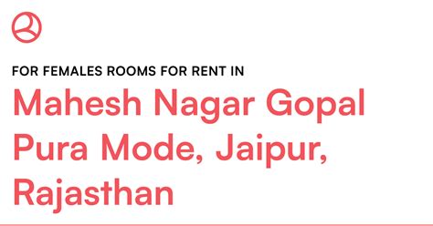 Mahesh Nagar Gopal Pura Mode Jaipur Rajasthan For