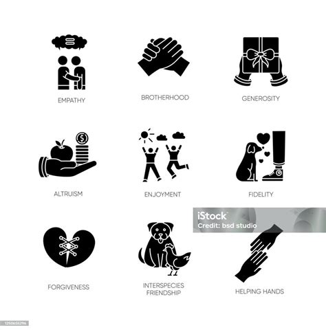 우정과 흰색 공간에 설정 블랙 글리프 아이콘을 지원합니다 가장 친한 친구 연결 대인 관계 친절한 종 간 결합 실루엣 기호 벡터 격리 된 그림 Fraternity에 대한 스톡