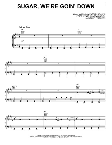 Sugar We Re Goin Down Sheet Music Direct