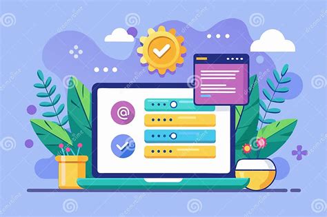 A Vibrant Computer Login Interface Features Customizable Options With Decorative Plants And