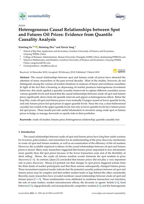 Pdf Heterogeneous Causal Relationships Between Spot And Futures Oil Prices Evidence From
