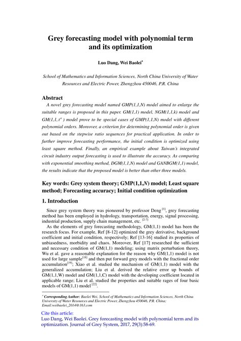 Pdf Grey Forecasting Model With Polynomial Term And Its Optimization