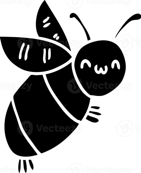 Cute Cartoon Bee Solid Black Icon 41046196 Png
