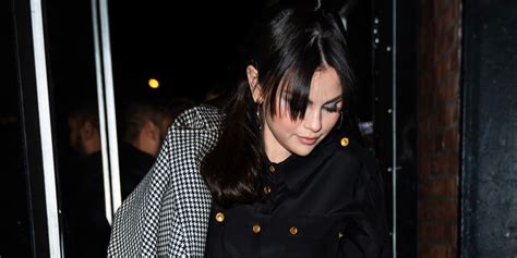Selena Gomez Wears Miniskirt And Houndstooth Coat In Nyc