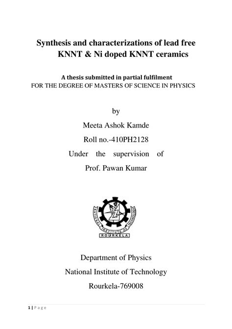 Pdf Synthesis And Characterizations Of Lead Free Knnt And Ni Doped Knnt Ceramics