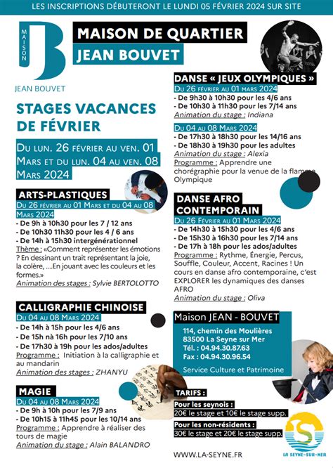 LA SEYNE SUR MER Inscriptions Aux Stages Des Vacances D Hiver De La