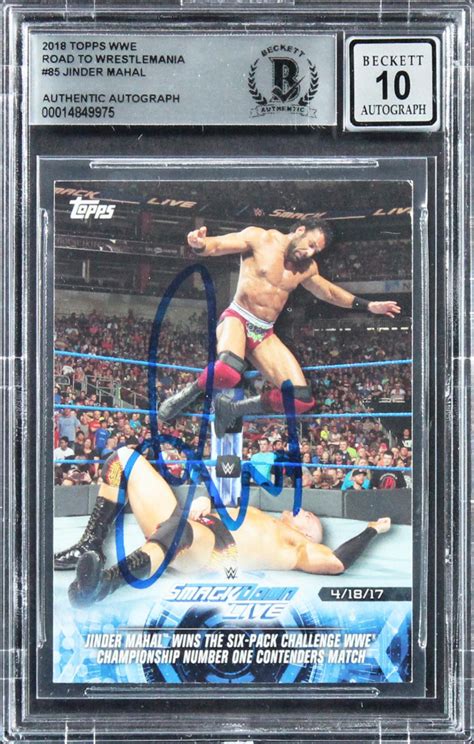 Jinder Mahal Signed 2018 Topps Wwe Road To Wrestlemania Jinder Mahal