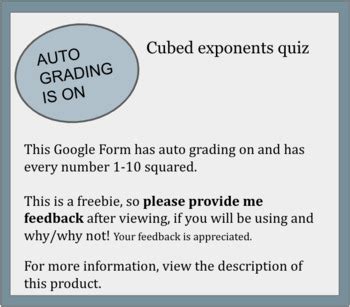 Cubed Exponents Quiz By Teachers Need Resources Too TPT