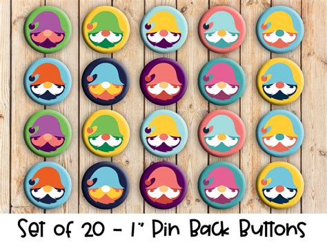 Gnome Designs Set Of 20 Buttons Or Magnets 1 Or 125 Pin Buttons