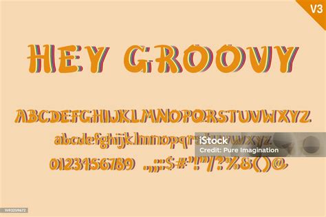 수공예 Hey Groovy Letters 컬러 크리에이티브 아트 타이포그래피 디자인 0명에 대한 스톡 벡터 아트 및 기타 이미지
