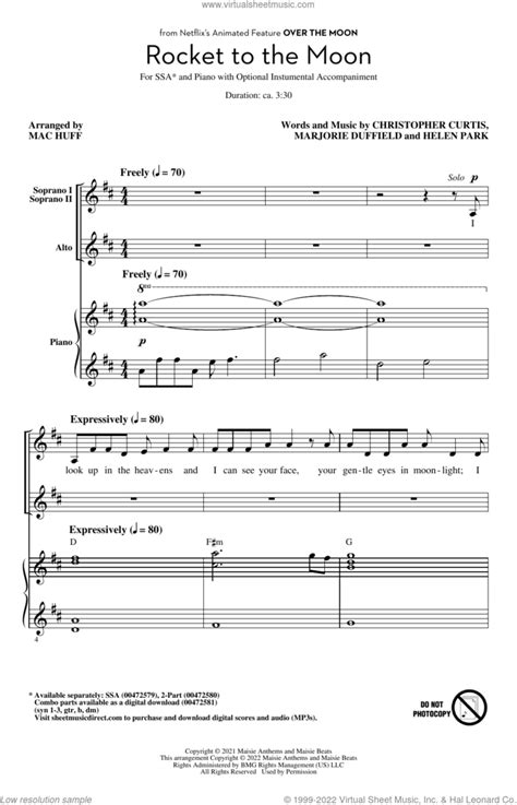 Rocket To The Moon From Over The Moon Arr Mac Huff Sheet Music For