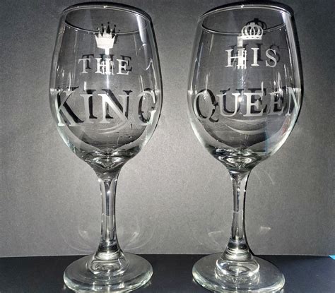 The King His Queen Wine Glasses Etsy