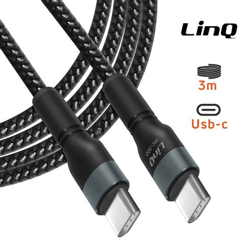 Câble Usb C Vers Usb C 60w Technologie Power Delivery Longueur 3m Linq
