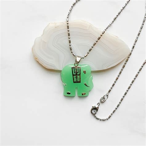 Jade Elephant Pendant Necklace Etsy