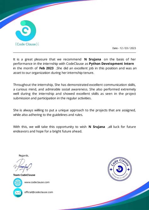 Internship Python Connections Thankyou Codeclause N Srujana