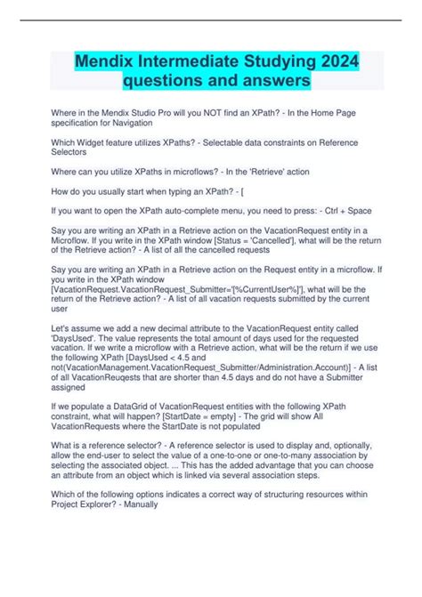 Mendix Intermediate Studying 2024 Questions And Answers Mendix