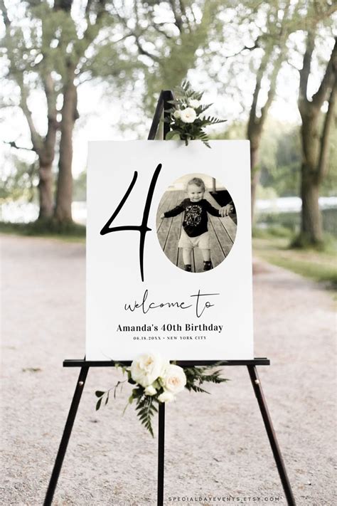 40th Birthday Sign Photo Birthday Party Sign Birthday Sign Template