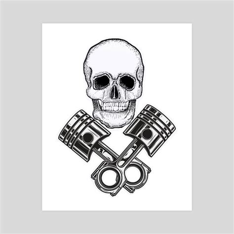 Skull And Crossed Pistons An Art Print By Tracey Byers Inprnt