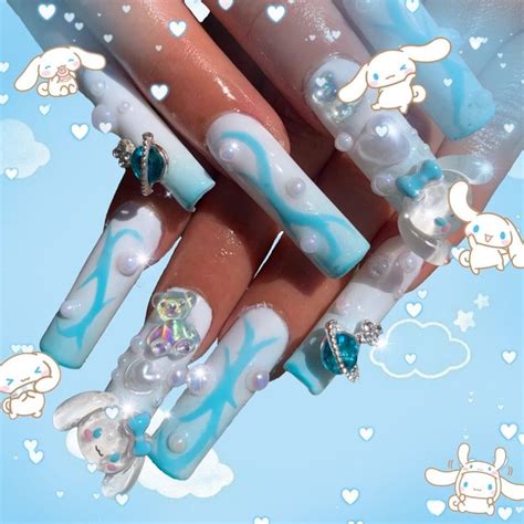 Y2k Cinnamoroll Nails Angel Nails Nails Christmas Nails