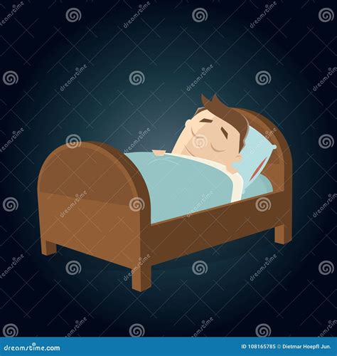 Cartoon Man Sleeping In Bed Stock Vector Illustration Of Asleep