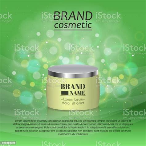 3d 현실 화장품 병 광고 템플릿입니다 화장품 브랜드 광고 Glitters와 Bokeh 배경 컨셉 디자인 3차원 형태에 대한