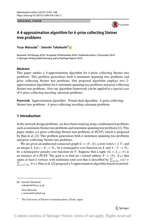 A 4 Approximation Algorithm For K Prize Collecting Steiner Tree