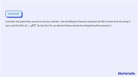 Solved Consider The Plane Flow Around A Circular Cylinder Use The Blasius Theorem Equation 6
