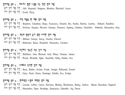 영어닉네임 추천 남자이름 여자이름 300가지 영어아이디 모음 네이버 블로그