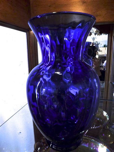 Cobalt Blue Swirl Glass Vase Large 11 Tall By Crackedvesselvintage