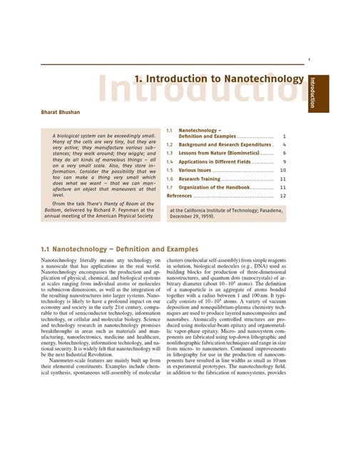 Introduction To Nanotechnology 1 1 Nanotechnology Definition And Examples Pdf