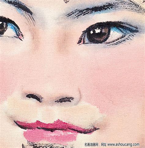 刘文西国画作品 扎辫子的女孩 高清下载 名画油画网