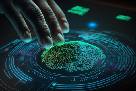 Fingerprint Security Concept One Consultant Touching With Hand Generative Ai Stock