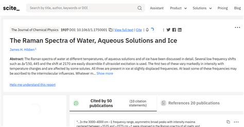 Citation Report The Raman Spectra Of Water Aqueous Solutions And Ice