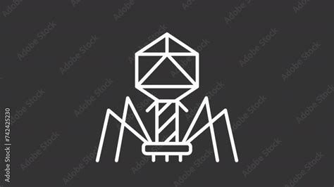 Animated Bacteriophage White Icon Viral Particle Line Animation