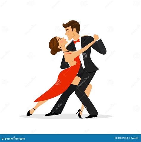 Couple Dancing Tango Isolated Stock Vector Illustration Of Female