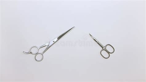 Large And Small Scissors Appear On The Table With Animation Stock Footage Video Of Style