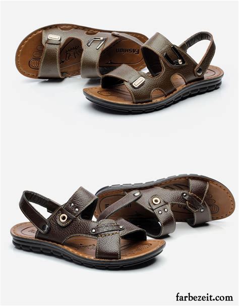Zehensandalen Herren Leder Oberleder Schuhe Rutschsicher Dicke Sohle