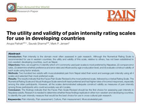 Saurab Sharma Phd On Linkedin Numerical Rating Scale For Pain