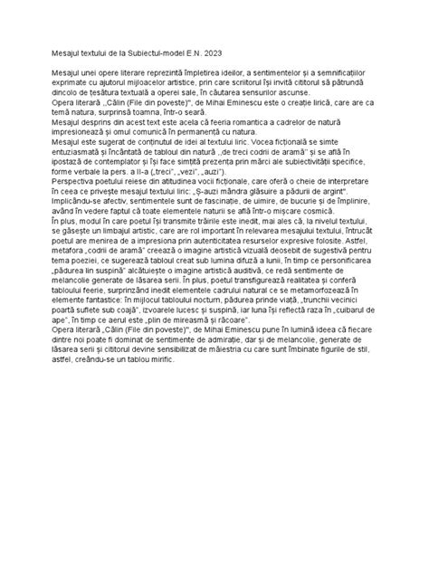 Mesajul Textului De La Subiectul Model E Pdf